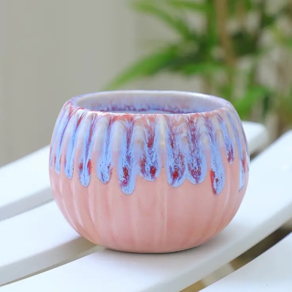 Other | New Set Of Four Pastel Color Glazed Ceramic Mini Planter Pots ...
